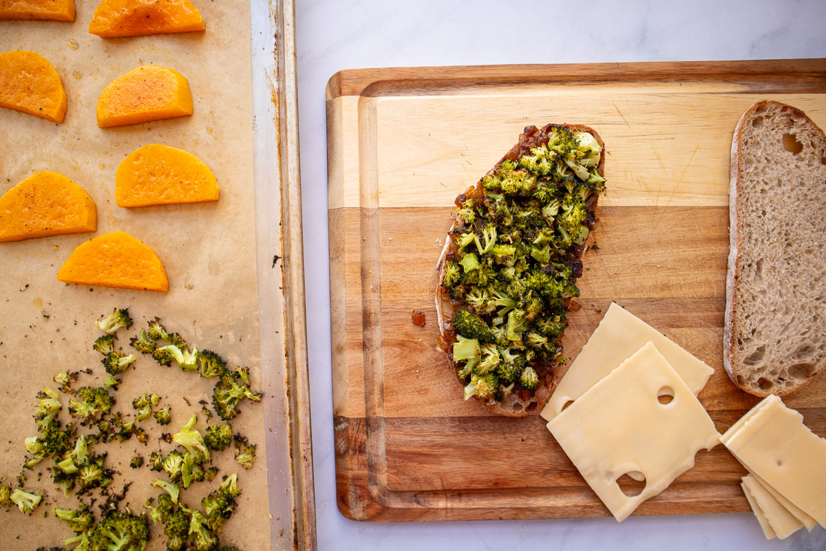 Broccoli Sandwich with Roasted Squash and Swiss - Soup & Sammie